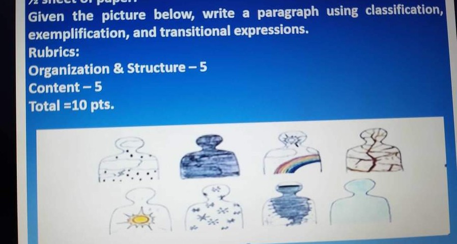 given the picture below write a paragraph using classification ...