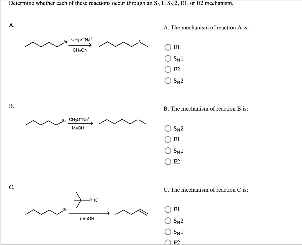 Solved Determine Whether Each Of These Reactions Occurs Through An Sn1