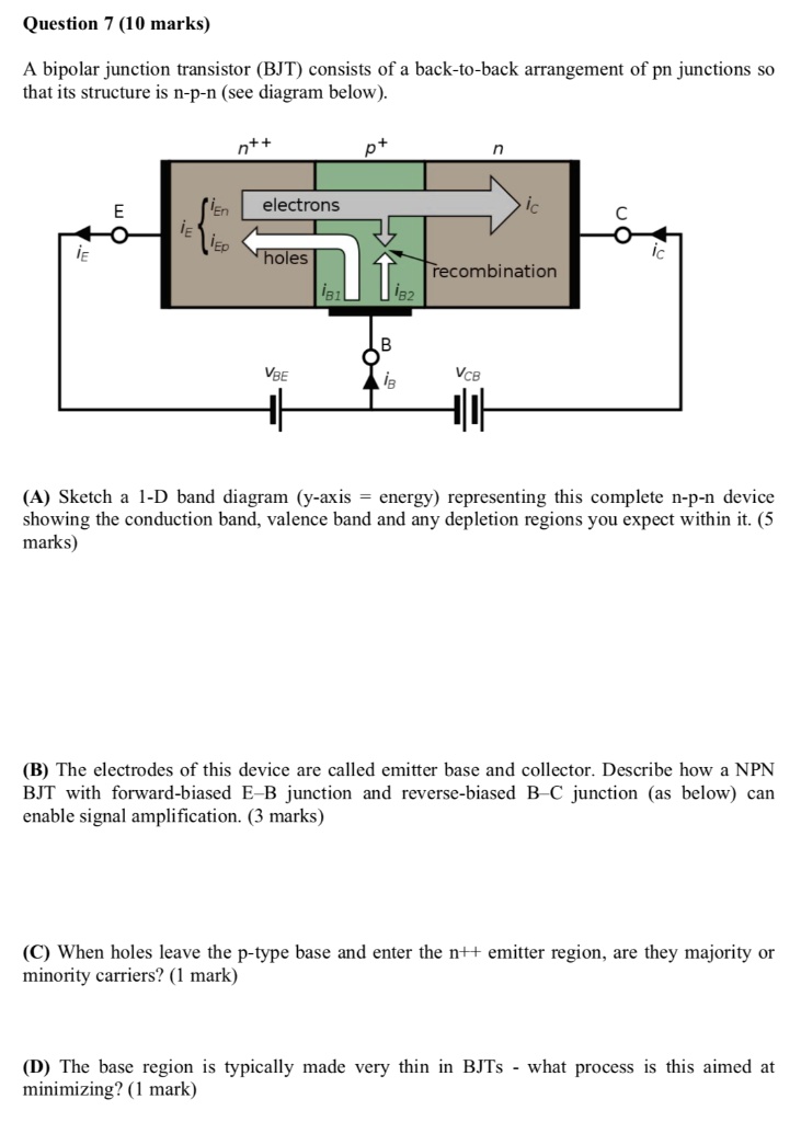 question 7 10 marks a bipolar junction transistor bjt consists of a ...