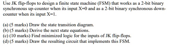 SOLVED: Use JK flip-flops to design a finite state machine (FSM) that ... SOLVED: Use JK flip-flops to design a finite state machine (FSM) that ...
