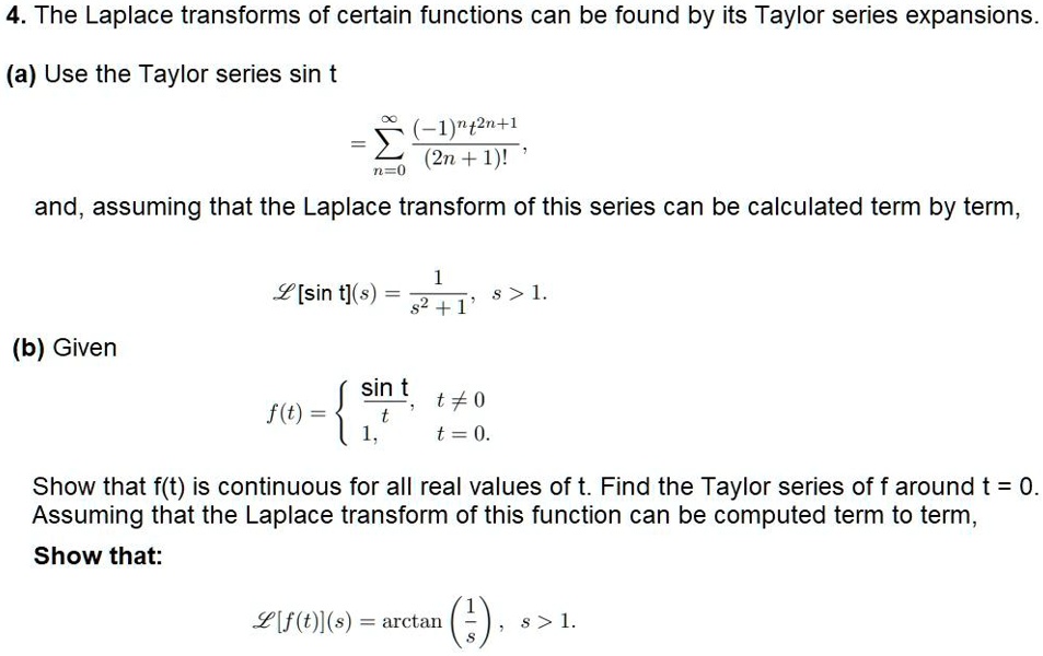 SOLVED: Please show all work. 4. The Laplace transforms of certain ...