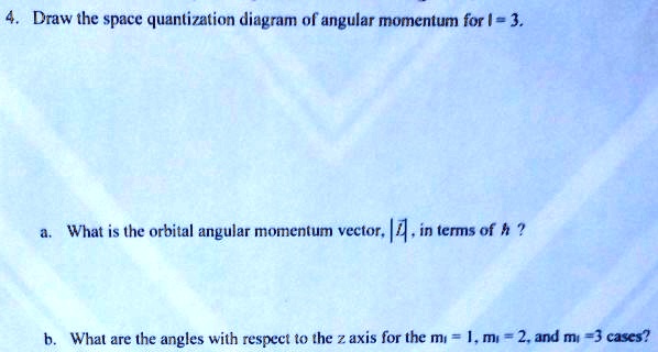 Solved 4 Draw The Space Quantization Diagram Of Angular Momentum For L 3 A What Is The