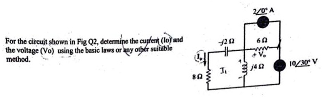 SOLVED: Texts: 2/0A For the circuit shown in Fig Q2, determine the current Io and method. +V j4 ...