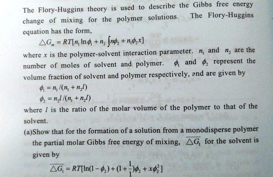 to describe the gibbs free is used energy the flory huggins theory ...
