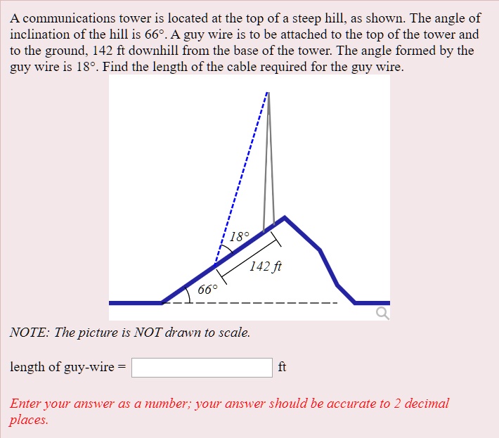 SOLVED: A communications tower is located at the top of a steep hill, as shown: The angle of ...