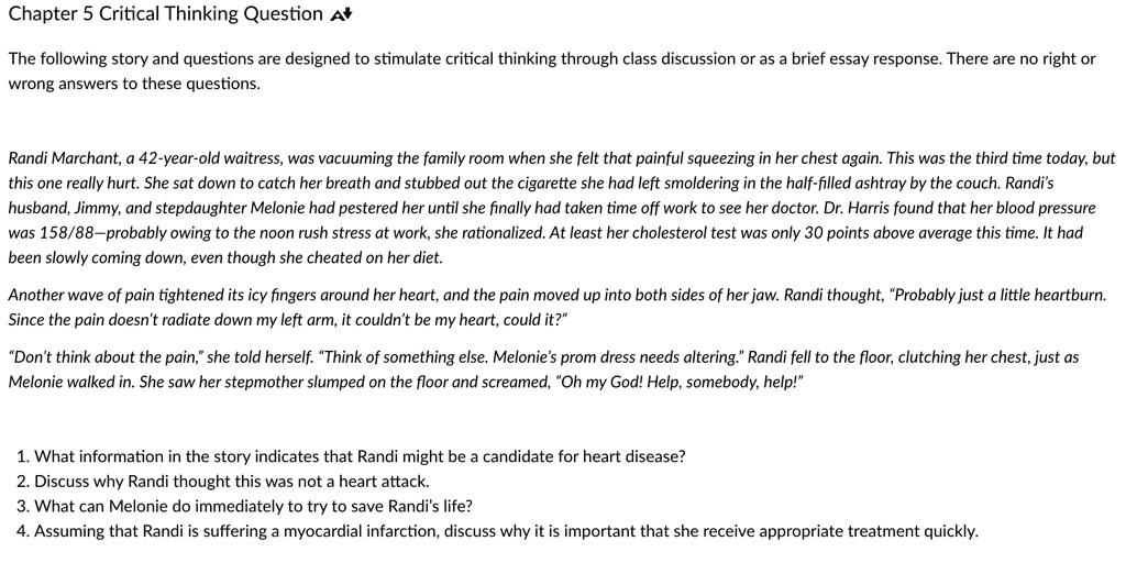 chapter 5 critical thinking question at the following story and ...
