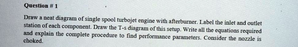 Question # 1 Draw a neat diagram of single spool turbojet engine with ...