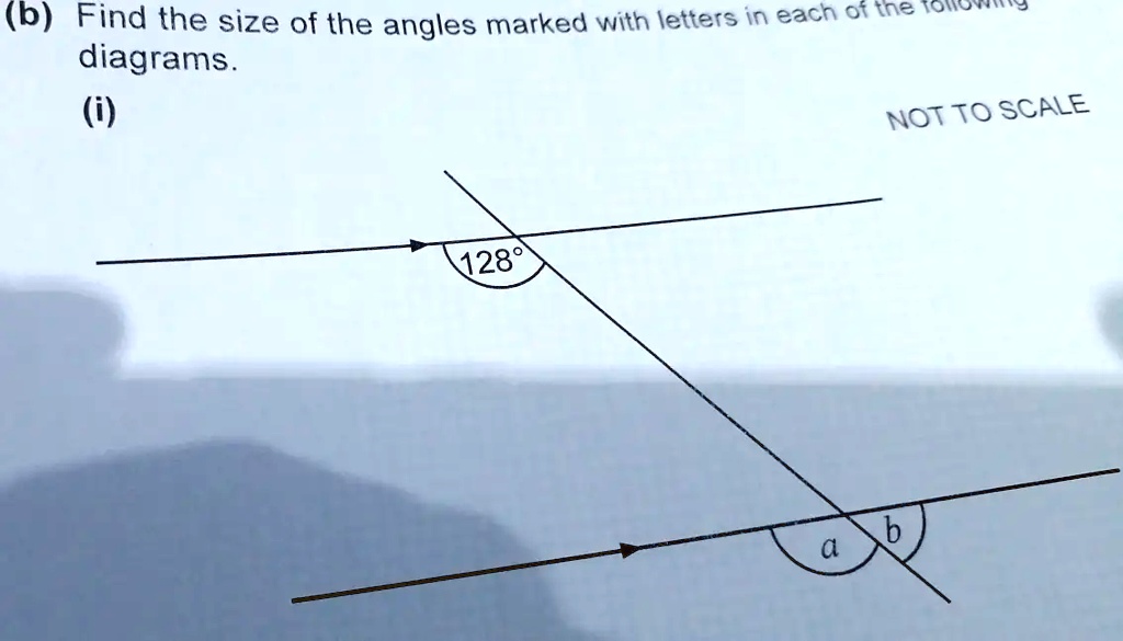 (b) Find the size of the angles marked with letters in each of the following diagrams. (i) NOT ...