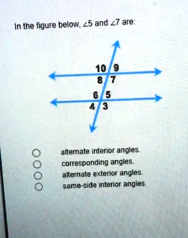 SOLVED: In the figure below, 25 and 27 are alternate interior angles ...