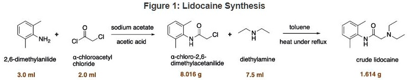 SOLVED: Figure 1: Lidocaine Synthesis sodium acetate toluene NH3 acetic ...