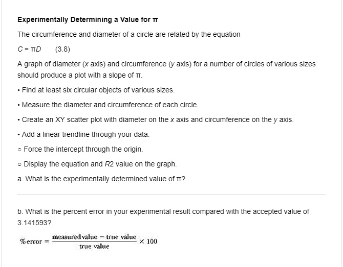 Experimentally Determining a Value for ? The circumference...