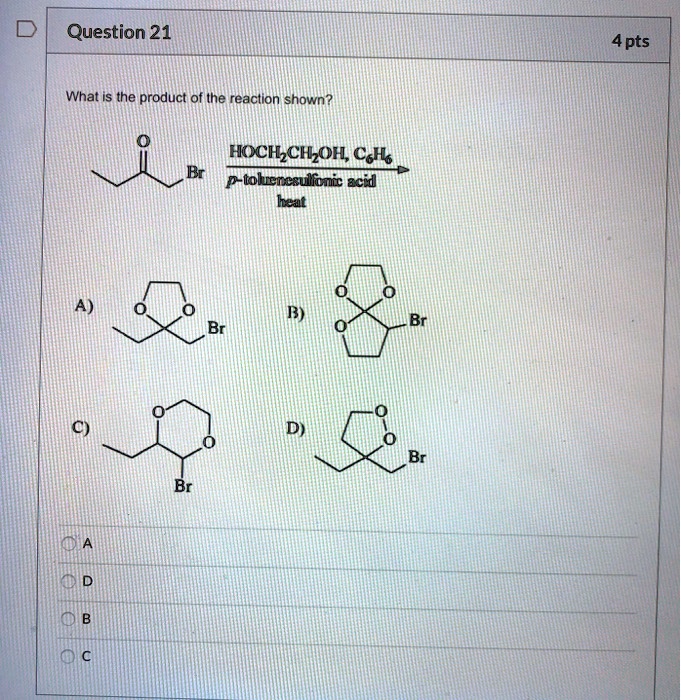 question 21 4pts what is the product of the reaction shown hochchzoh ...