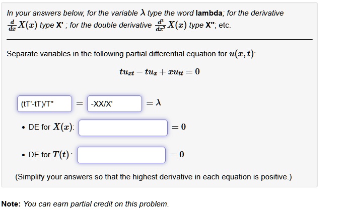 Solved In Your Answers Below For The Variable Type The Word Lambda 1518
