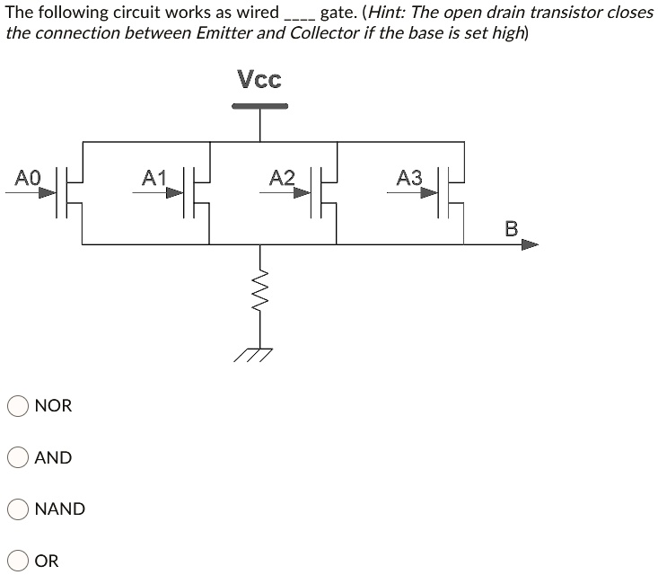 SOLVED: The following circuit works as wired gate. (Hint: The open ...