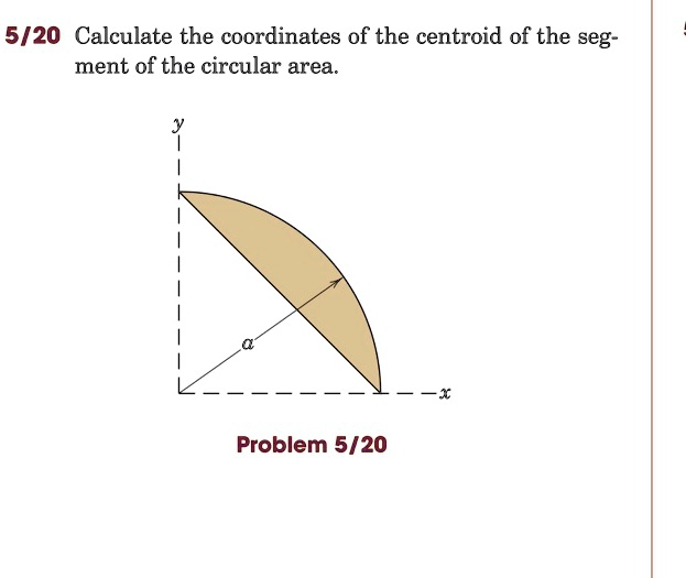 5/20 Calculate the coordinates of the centroid of the segment of the ...