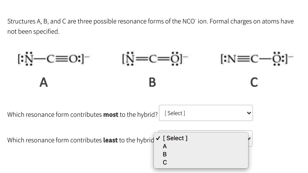 Structures A, B, and C are three possible resonance forms of the NCO ...