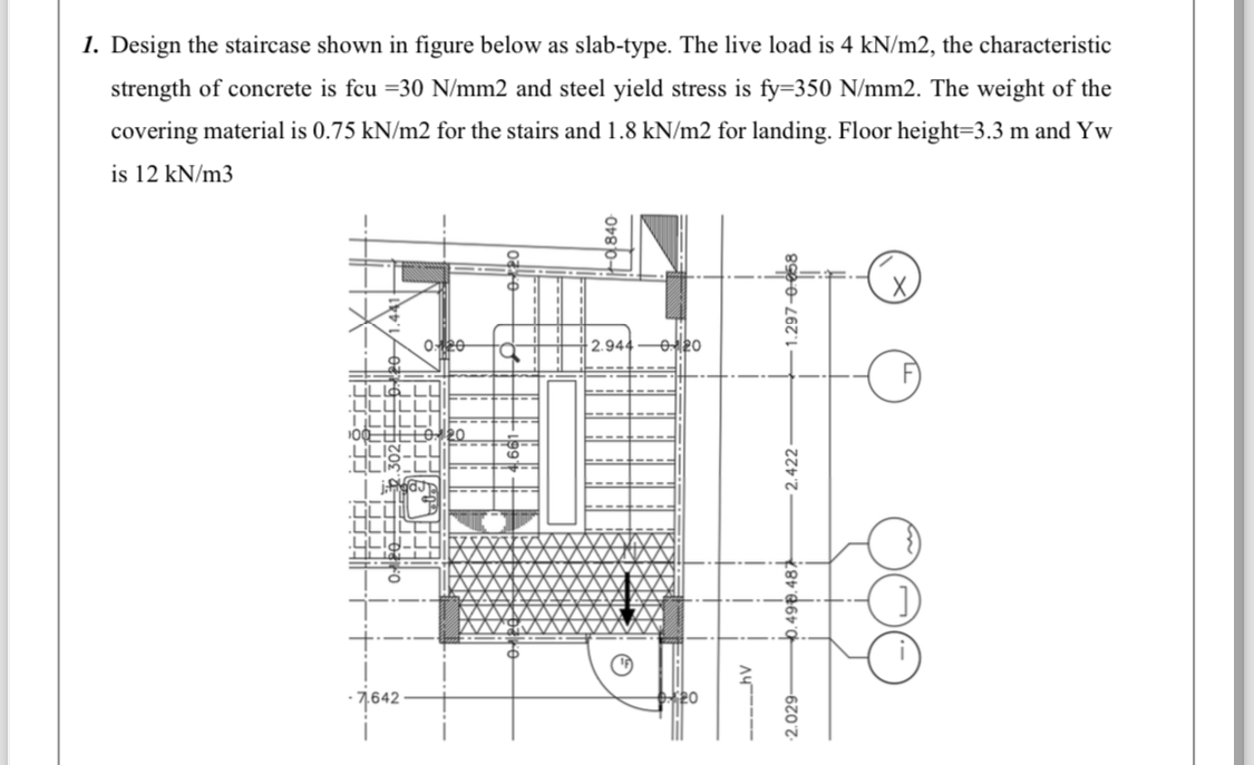 1 design the staircase shown in figure below as slab type the live load ...