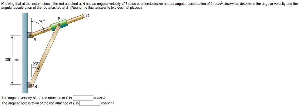 Knowing that at the instant shown the rod attached at A has an angular ...