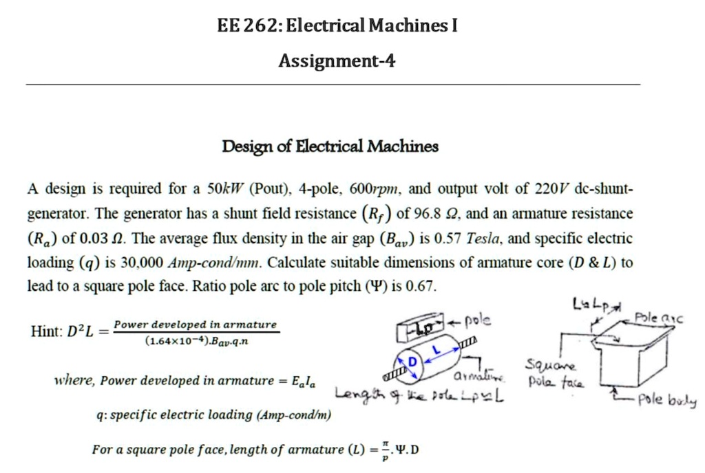 ee262electricalmachinesi assignment 4 design of electrical machines a ...