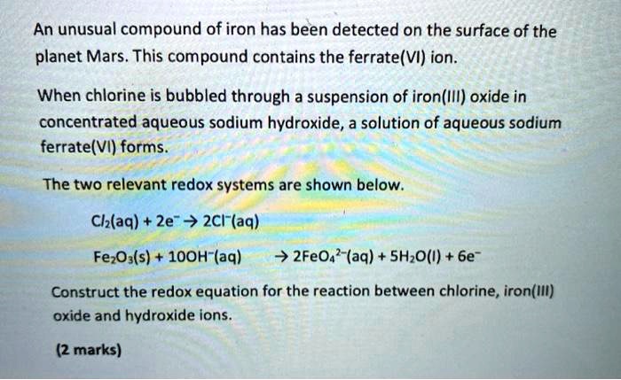 An unusual compound of iron has been detected on the surface of the ...