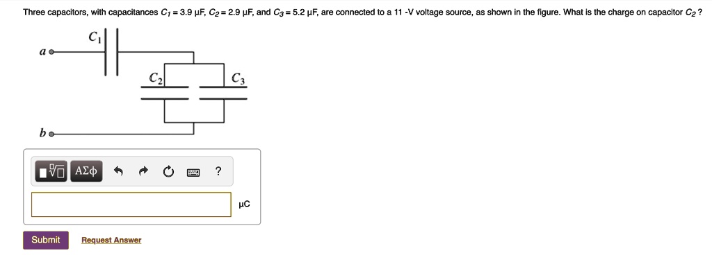 Solved Three Capacitors With Capacitances C1 3 9 μf C2 2 9 μf And C3 5 2 Nf Are