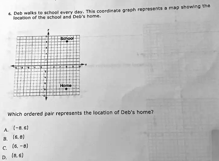 SOLVED: represents map showing the Deb walks to school every day This ...