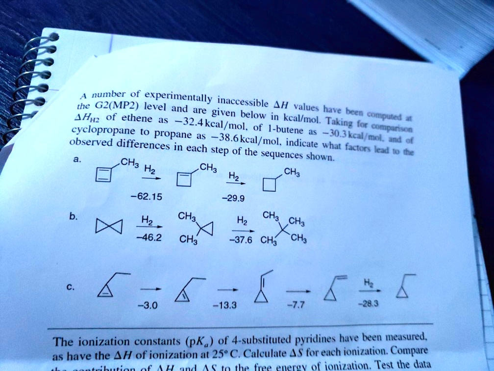 SOLVED: A number of experimentally determined GZ(MP2) levels and ...