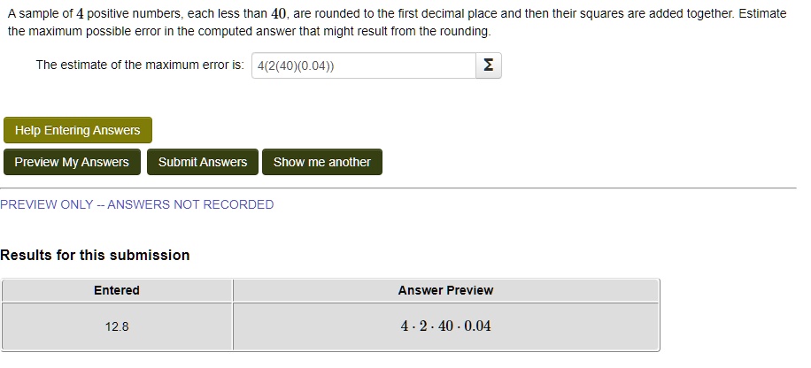 a sample of 4 positive numbers each less than 40 are ounded to the ...