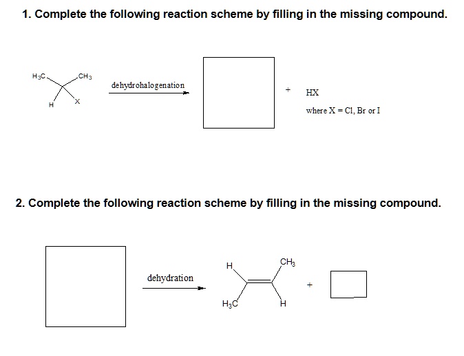 complete the following reaction scheme by filling in the missing compound hf ch3 ...
