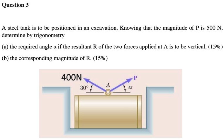 Question 3 A steel tank is to be positioned in an excavation. Knowing ...