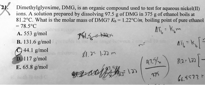 21. Dimethylglyoxime, DMG, is an organic compound used to test for ...