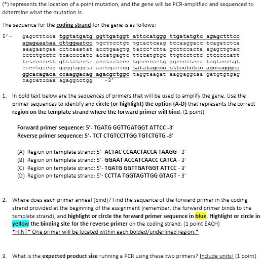 texts represents the location of a point mutation and the gene will be ...