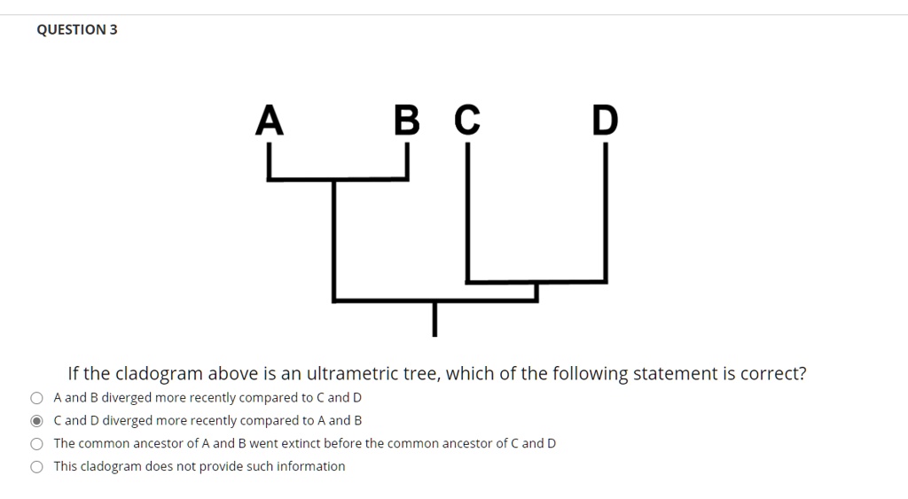 [GET ANSWER] question 3 b if the cladogram above is an ultrametric tree ...
