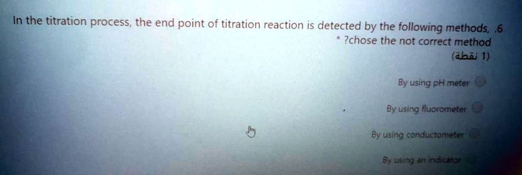 in the titration process the end point of titration reaction is ...