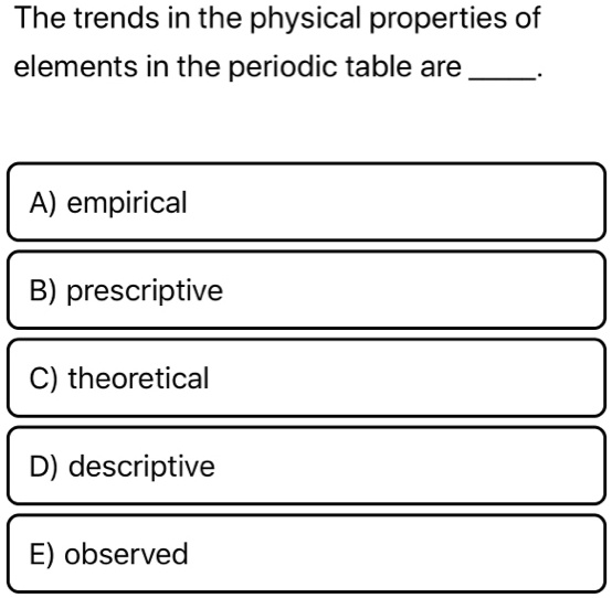 SOLVED: The trends in the physical properties of elements in the ...