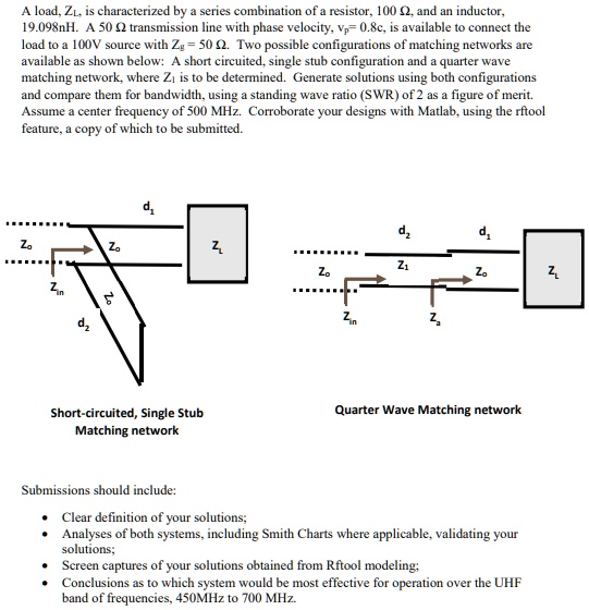 SOLVED: A load, ZL, is characterized by a series combination of a ...