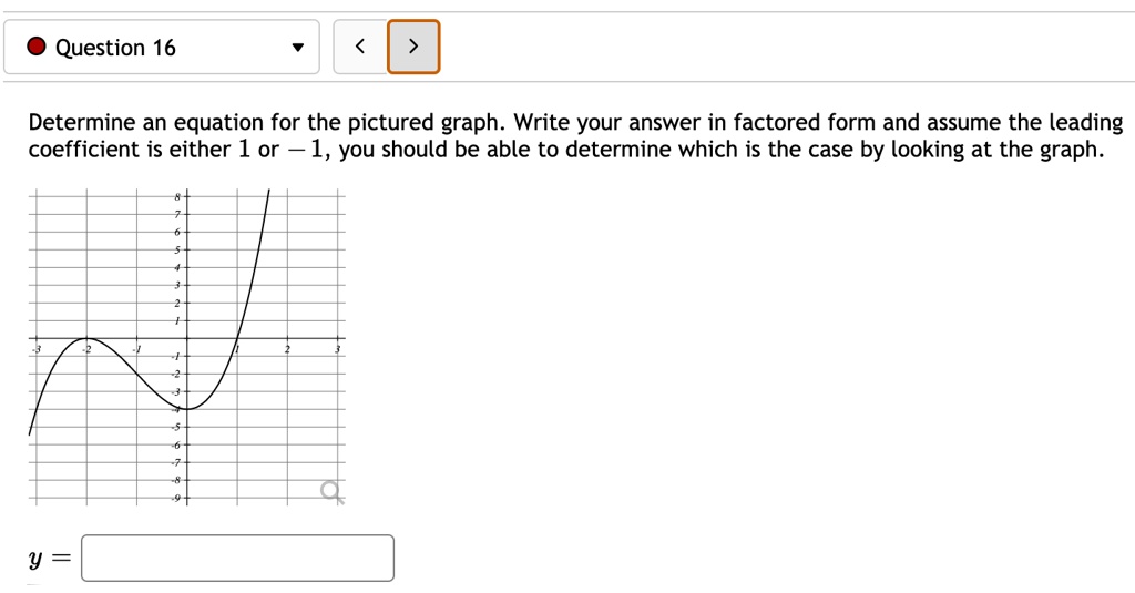 SOLVED: Question 16 Determine an equation for the pictured graph: Write ... SOLVED: Question 16 Determine an equation for the pictured graph: Write ...