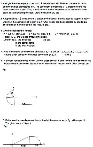 1. A single threaded square screw has 2 (1)/(2) threads per inch. The ...