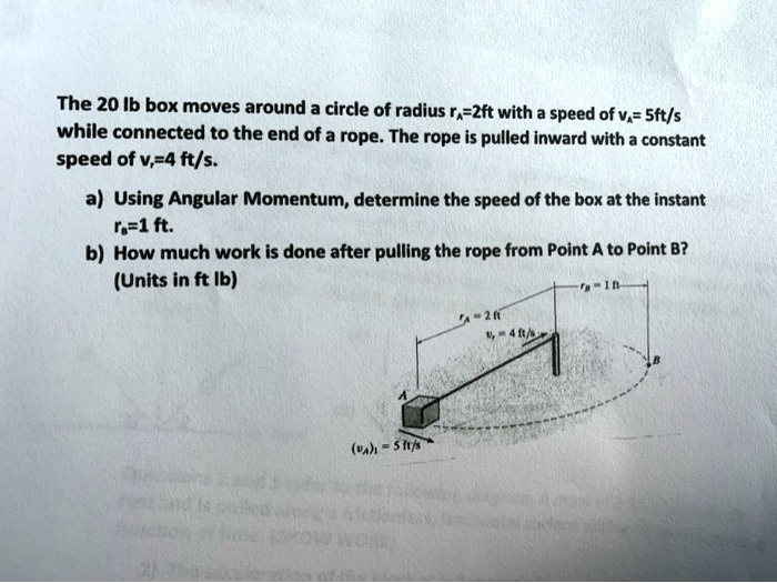 The 20 lb box moves around a circle of radius r = 2 ft with a speed of ...