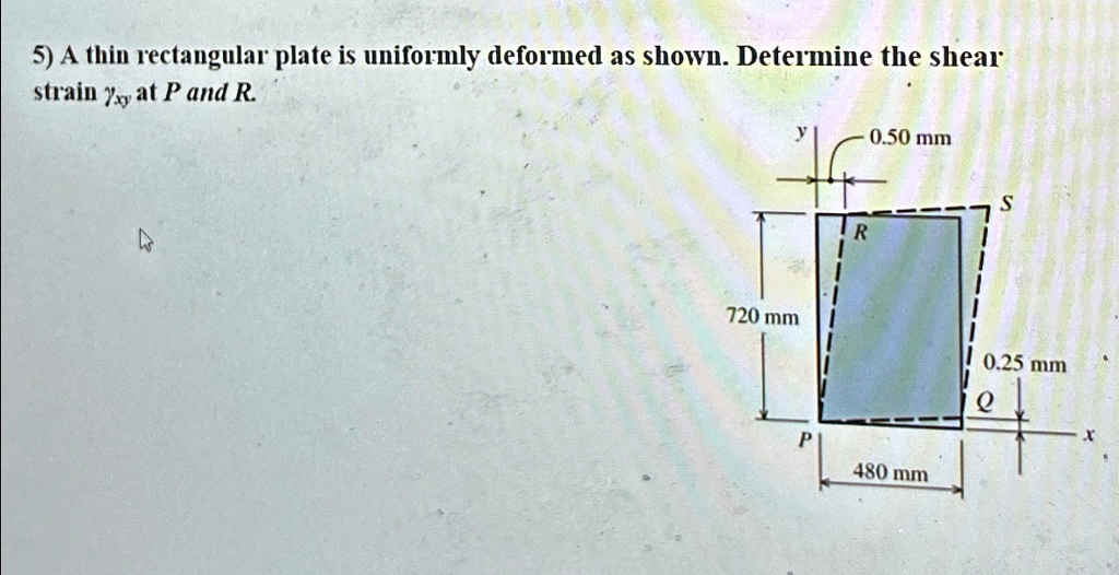 SOLVED: A thin rectangular plate is uniformly deformed as shown ...