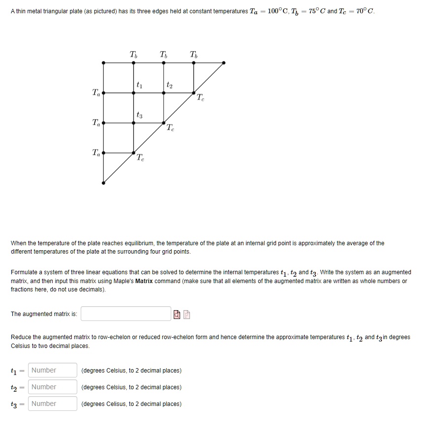 a thin metal triangular plate as pictured has its three edges held ...