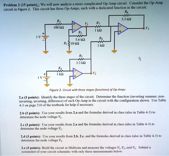 Problem 2 (15 points): We will now analyze a more complicated Op-Amp circuit. Consider the Op ...