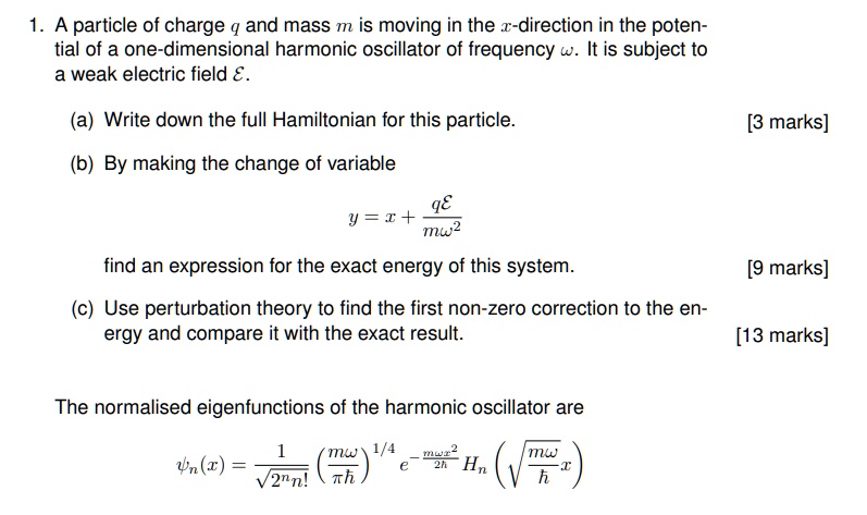 SOLVED: A particle of charge q and mass m is moving in the r-direction in the potential of a one ...
