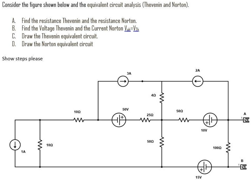 SOLVED: Consider the figure shown below and the equivalent circuit analysis (Thevenin and Norton ...