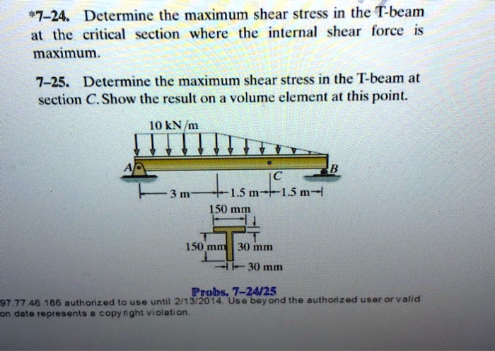 *7-24. Determine the maximum shear stress in the T-beam at...