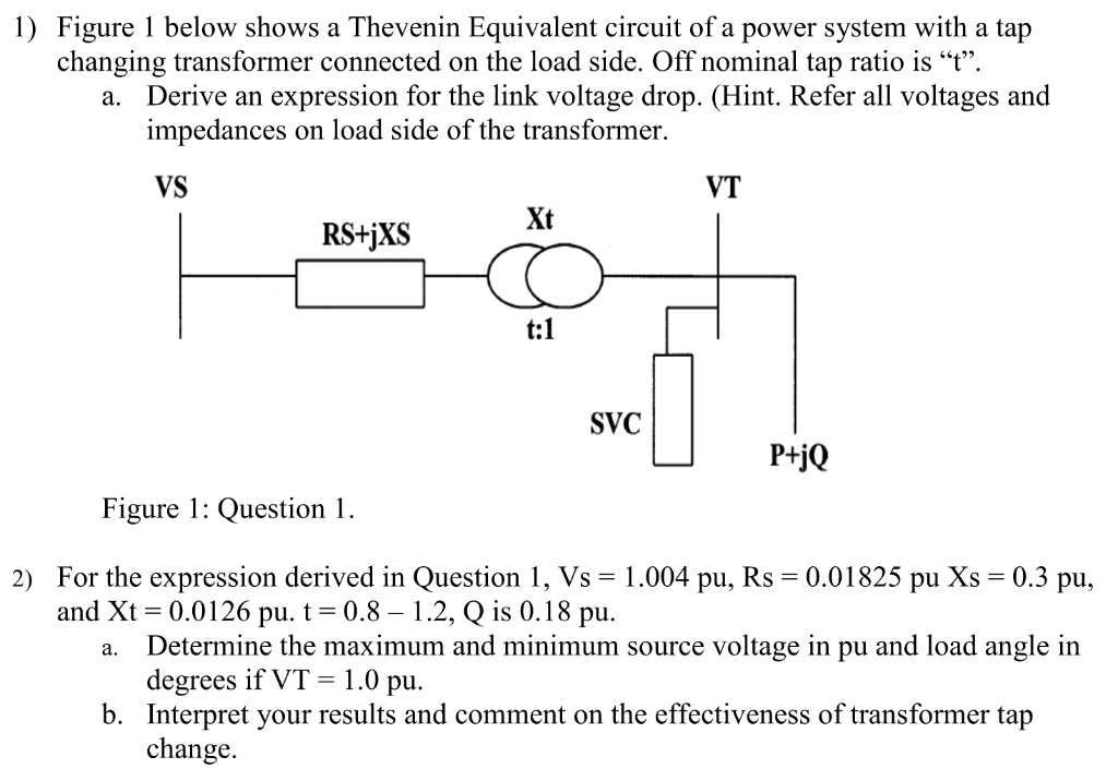 SOLVED: Figure 1 below shows a Thevenin Equivalent circuit of a power ...