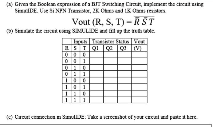 Solved A Given The Boolean Expression Of A Bjt Switching Circuit 8474
