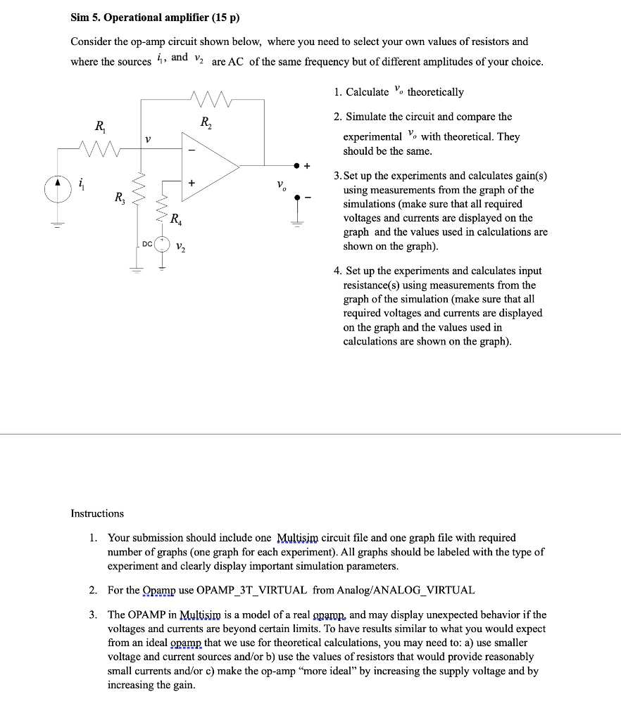SOLVED: Sim 5. Operational amplifier (15 p) Consider the op-amp circuit shown below, where you ...