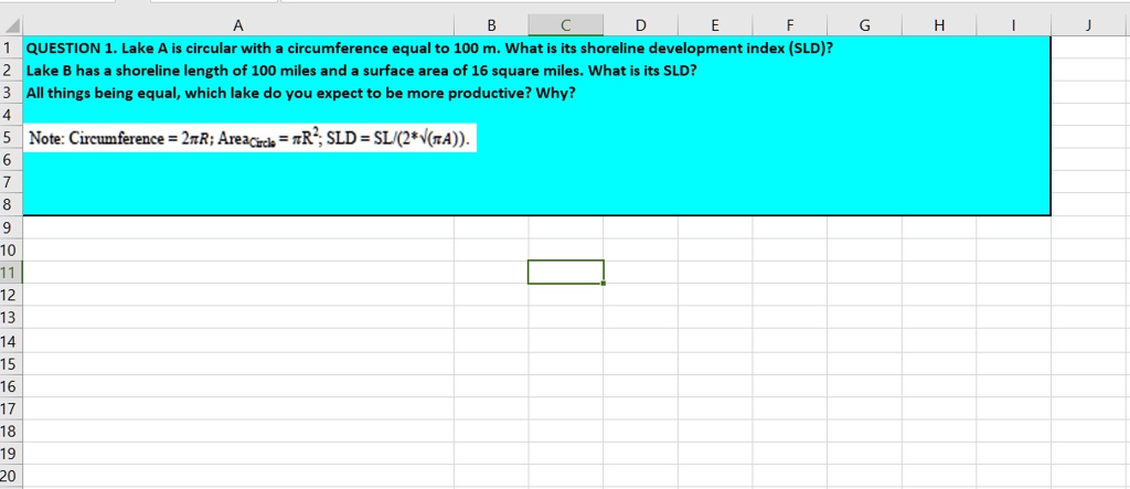 SOLVED: Lake is circular with a circumference equal to 100 m. What is ...