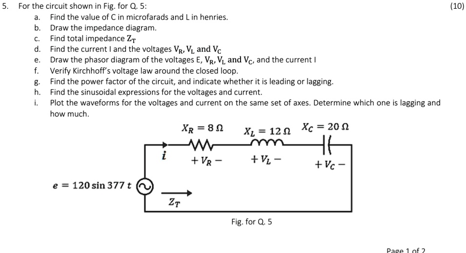 solve this math for the circuit shown in fig for q 5 10 find the value ...